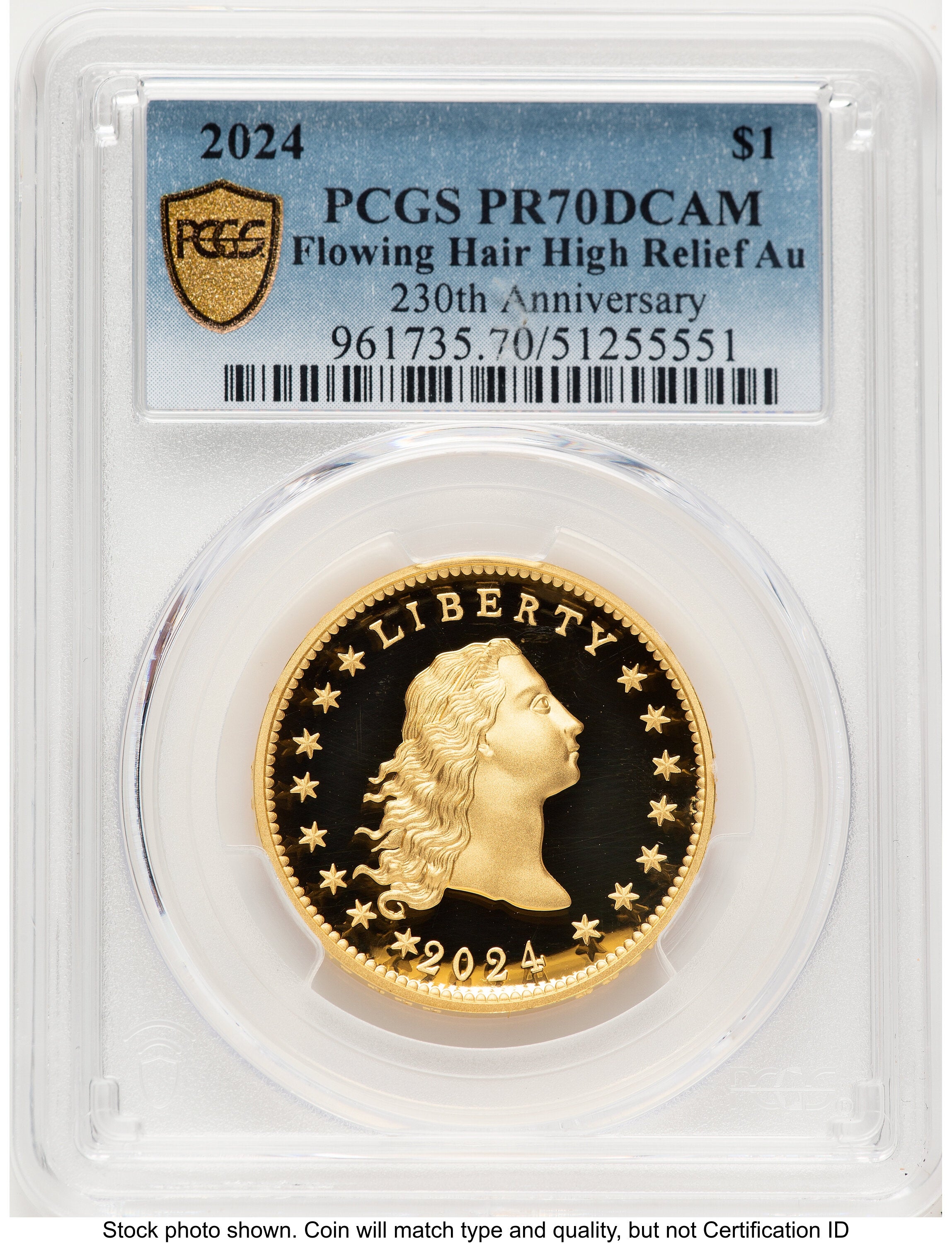 2024-(W) Gold 230th Anniversary Flowing Hair Medal Blue Gradient PCGS ...